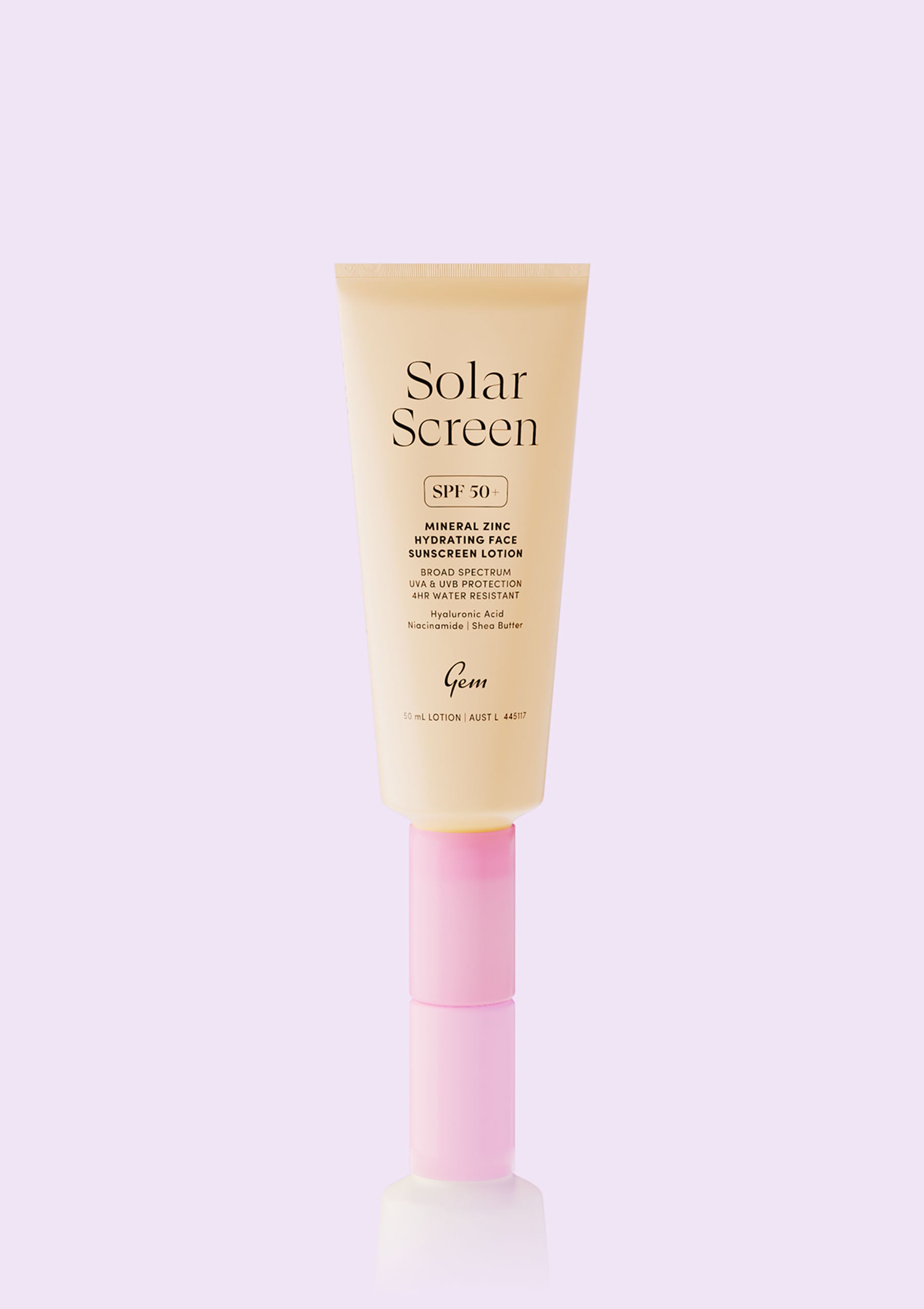 Solar Screen SPF 50+ Mineral Zinc Hydrating Face Sunscreen Lotion – Gem AU